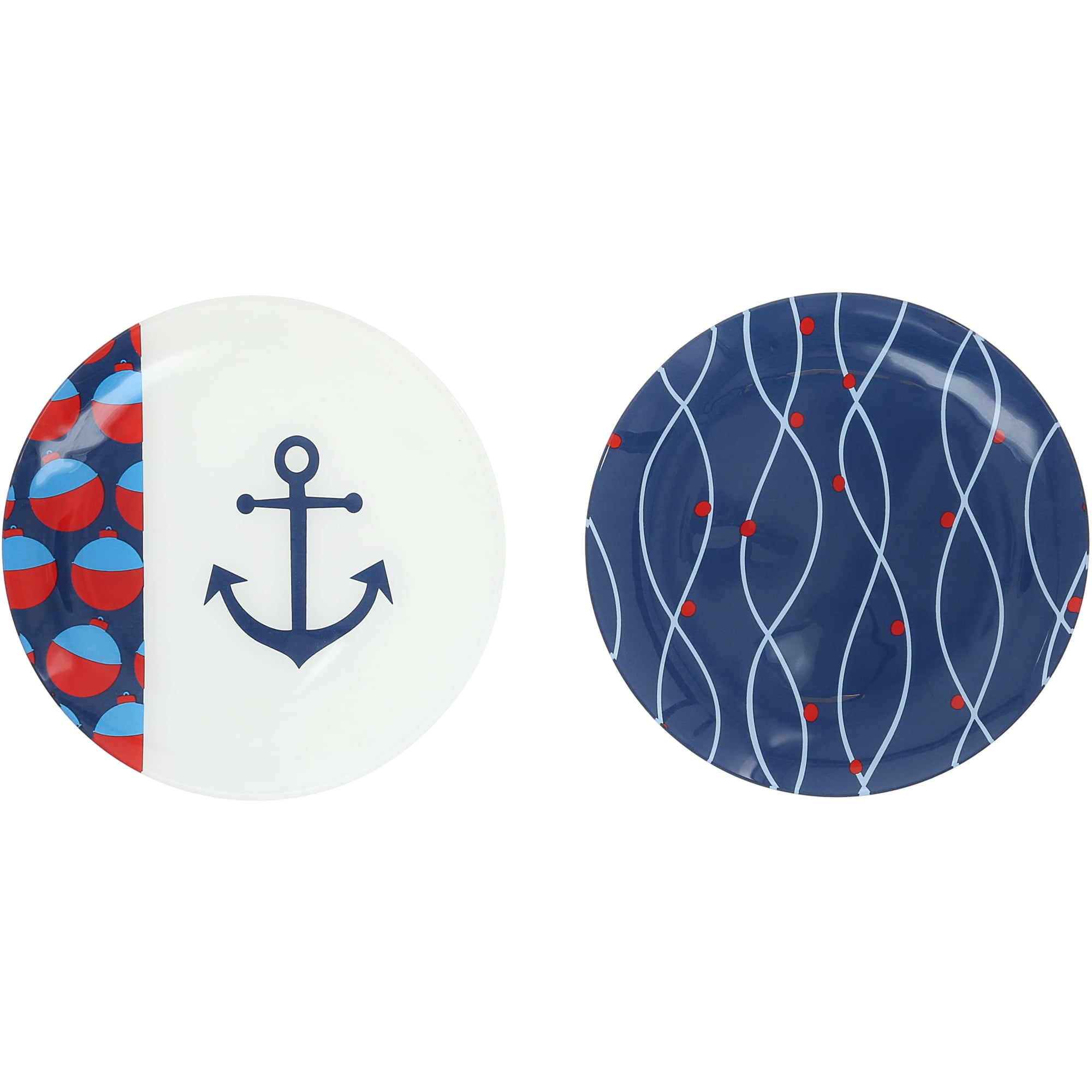 Pavilion Gift Anchor Glass Appetizer Plates Set, Lake, Blue, Dishwasher ...