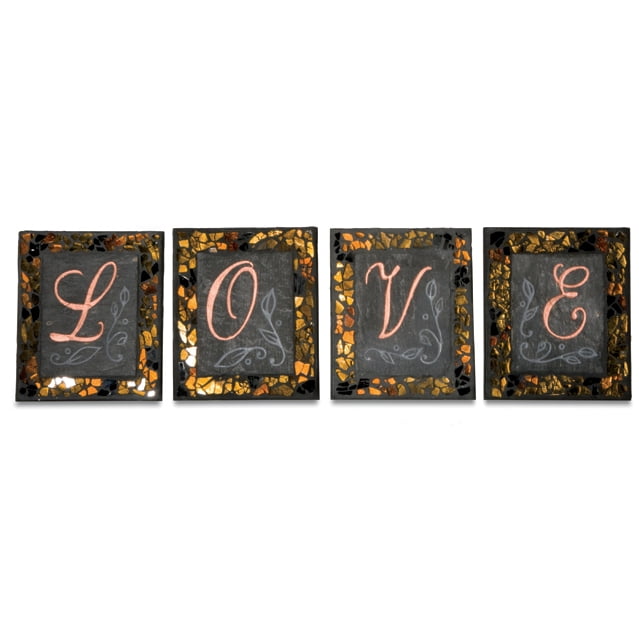 Pavilion- L O V E 4x3.25 Stand Orange Slate Mosaic Easel Back Letters ...
