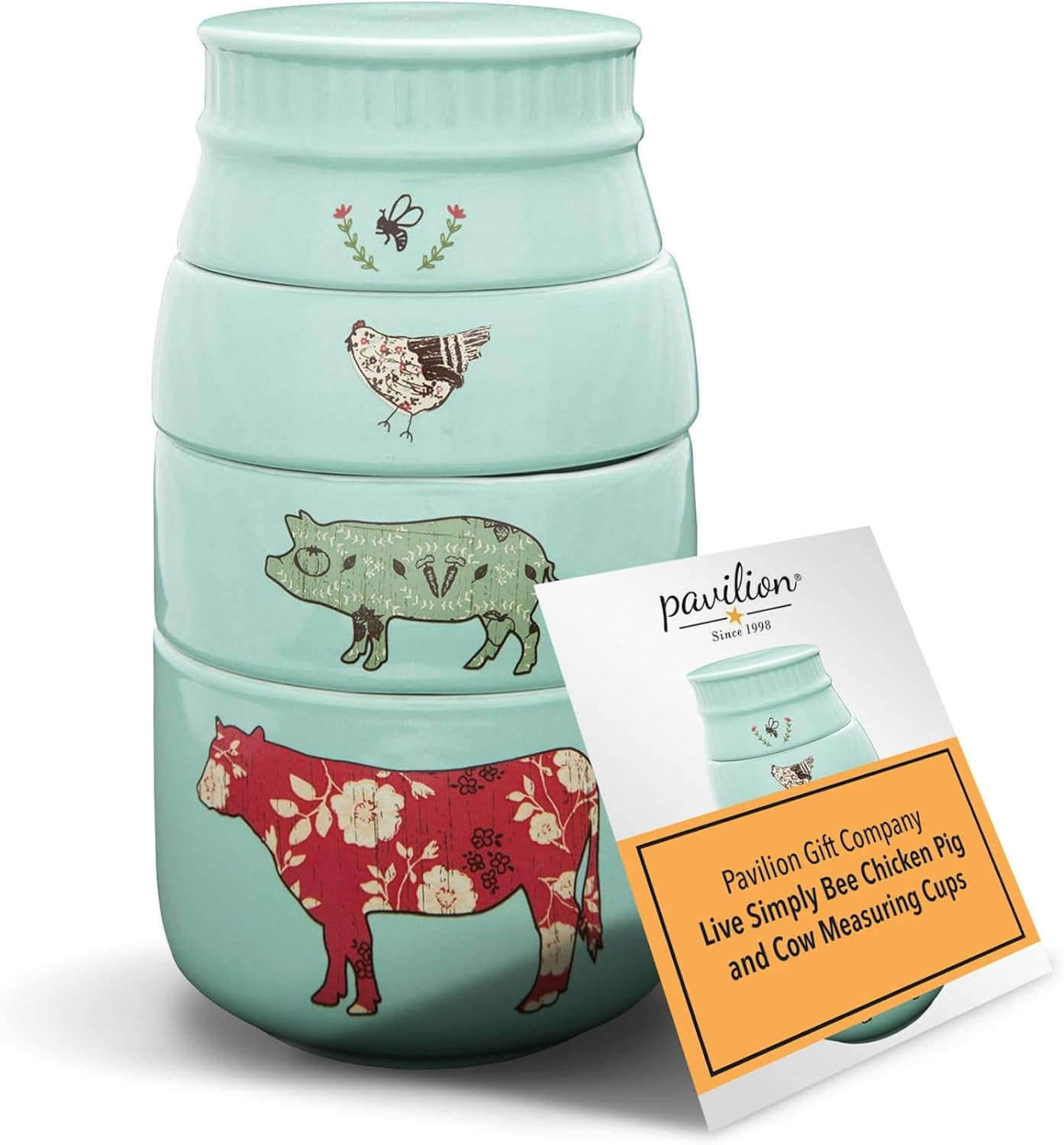 Pavilion Mason Jar Animal Icons Stoneware Measuring Cups, 4pk - Walmart.com