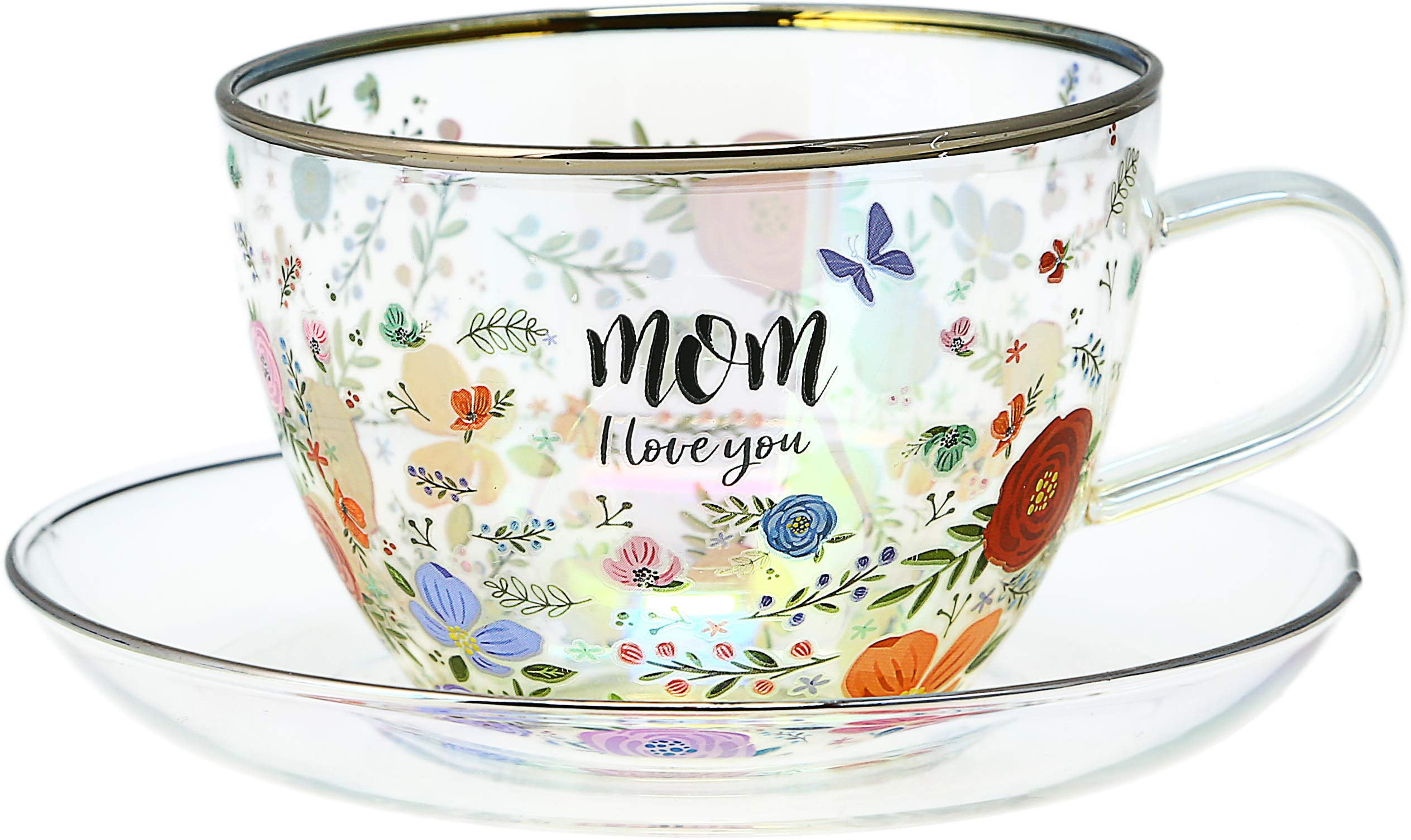 Pavilion Gift Company - 7 oz Glass Mom Tea Cup and Saucer Set (57023 ...