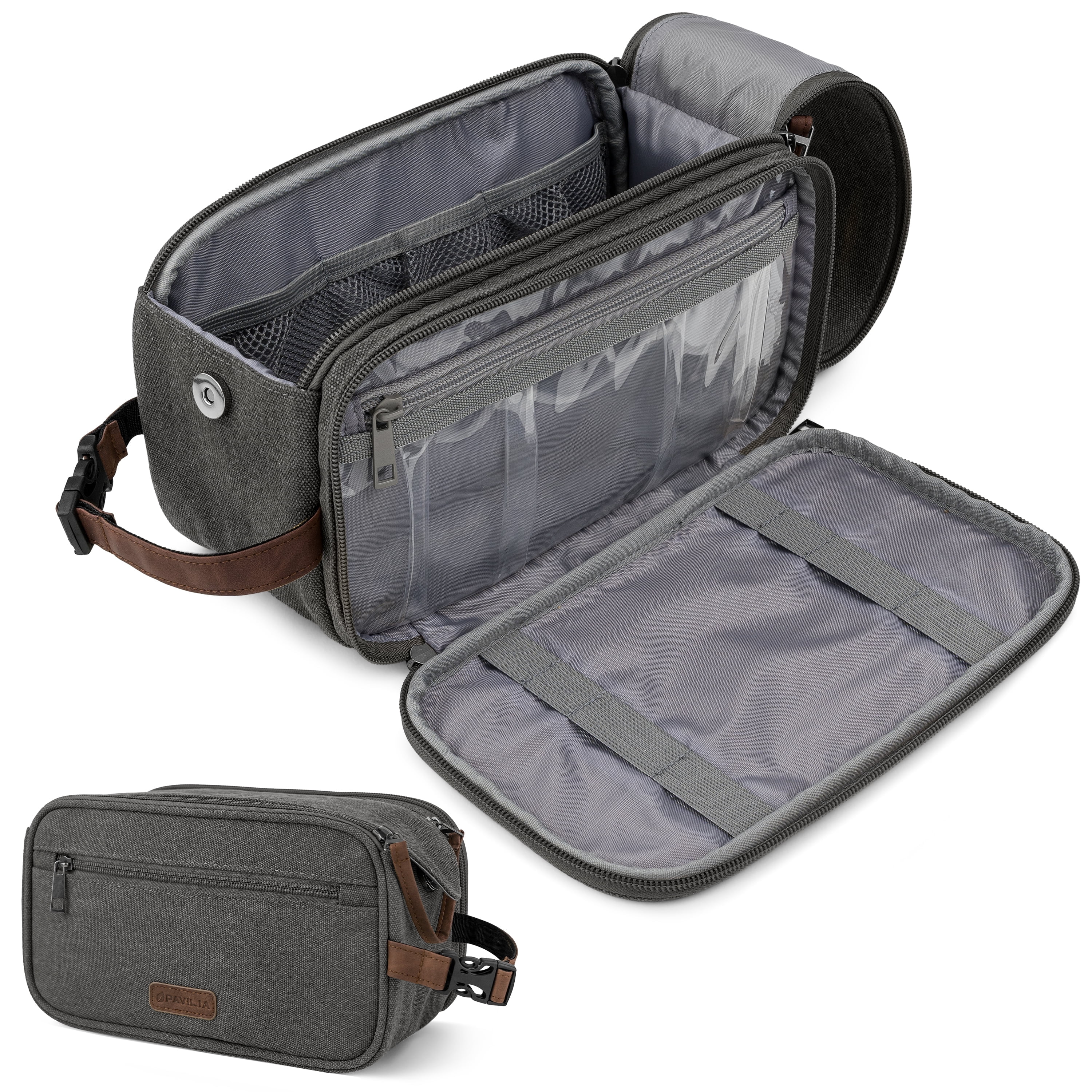 Pavilla Toiletry Bag, Mens Dopp Kit Bag, Canvas Travel Toiletry Bag ...