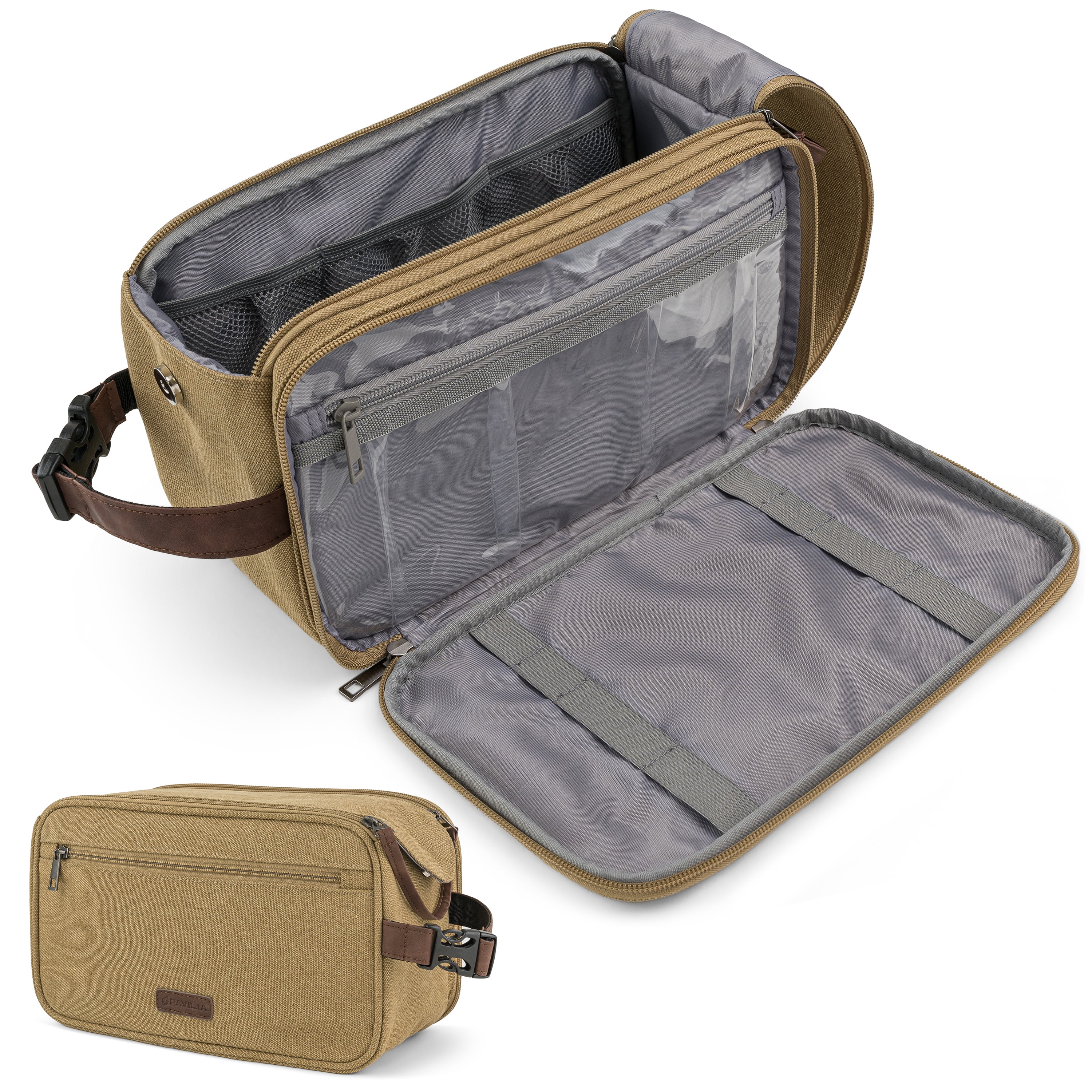 Pavilla Toiletry Bag, Mens Dopp Kit Bag, Canvas Travel Toiletry Bag ...