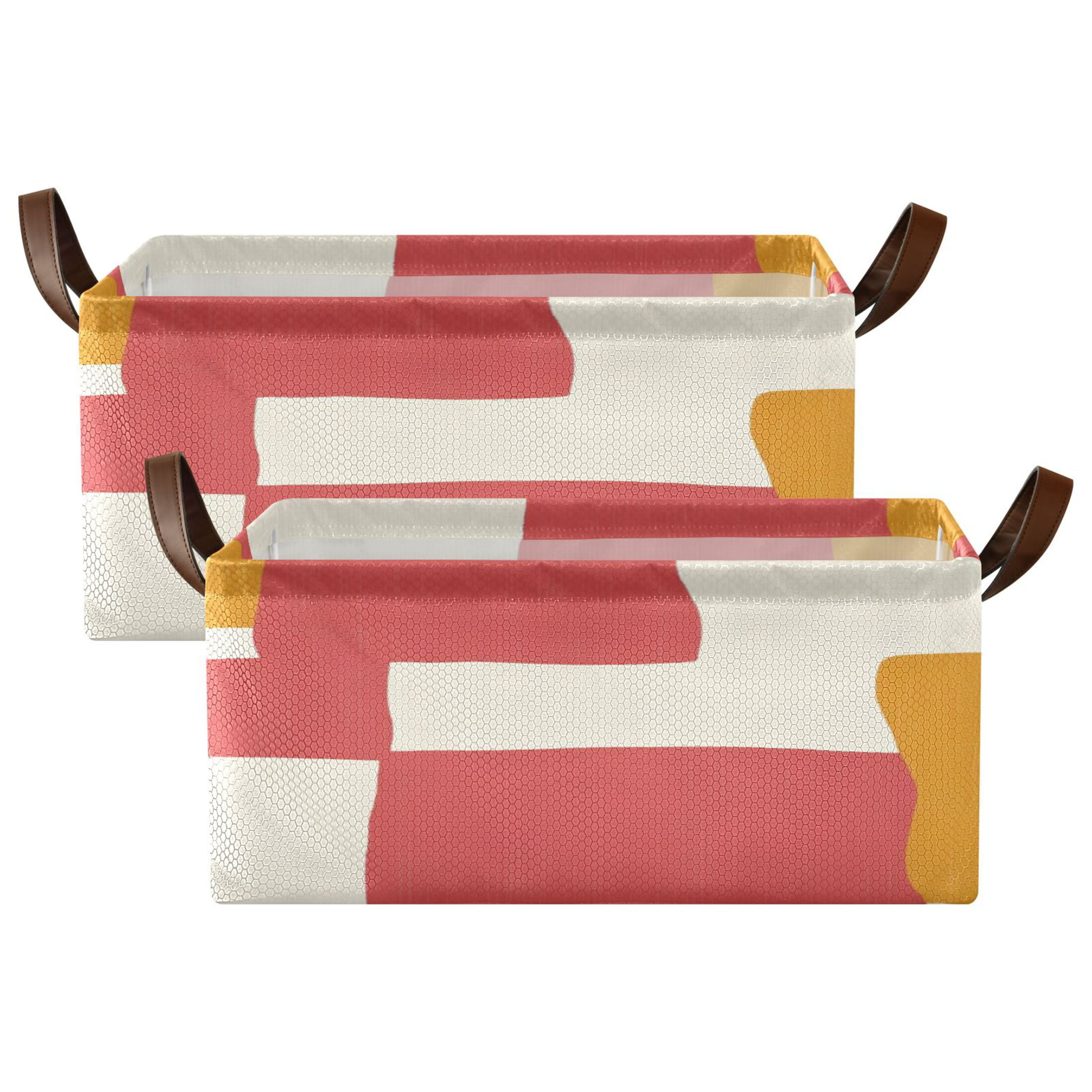 Paving Pattern Shelf Baskets Set of 2 Foldable Metal Frame Open Storage ...