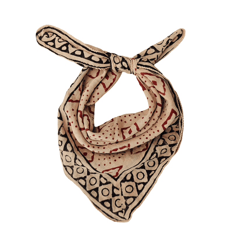 Pavish Export Bandana Scarf Handmade Hand Block Print Bandana in Cream ...