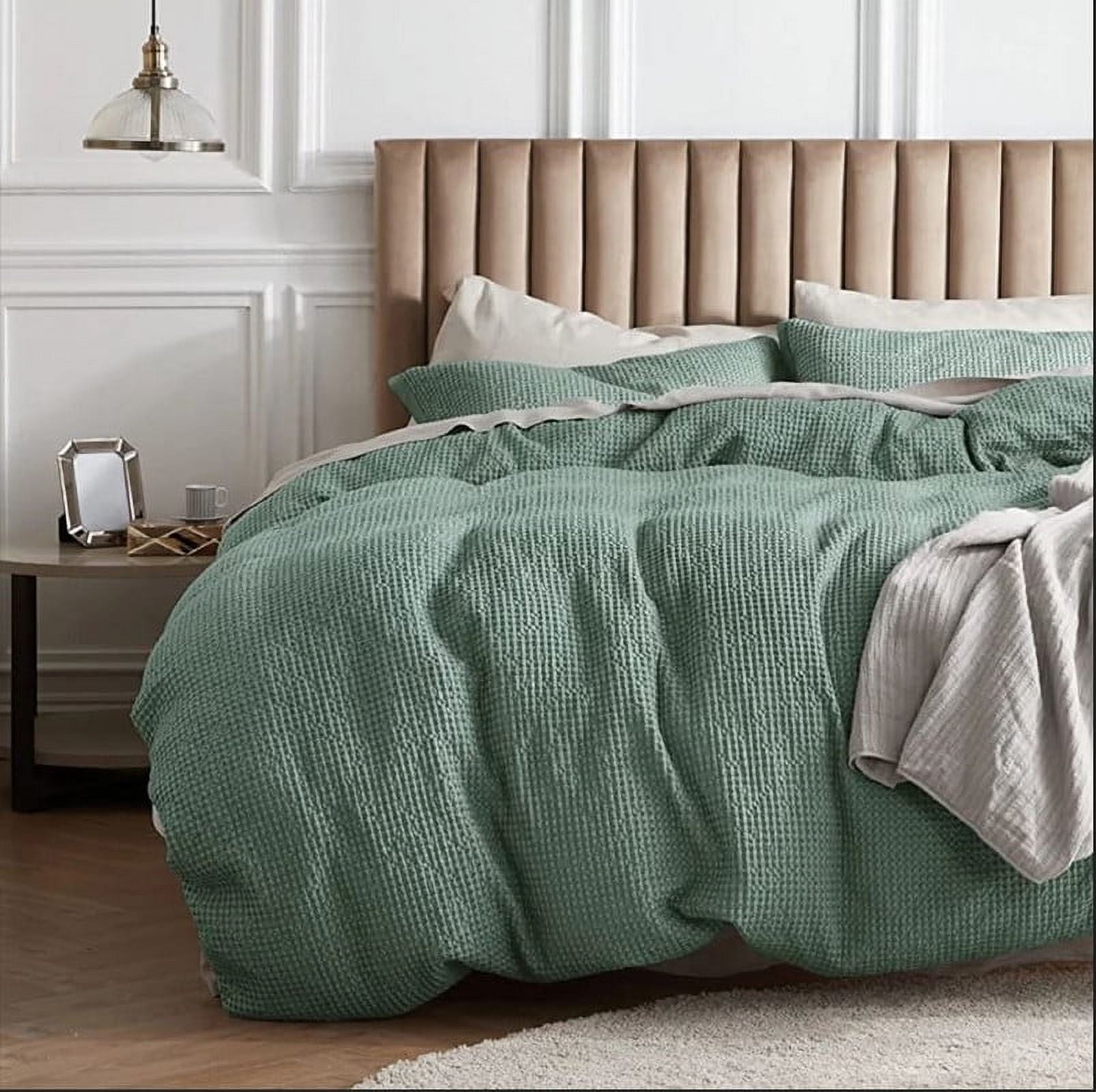 Pavish Export Cotton Waffle Duvet Cover In Matcha Green Waffle ...