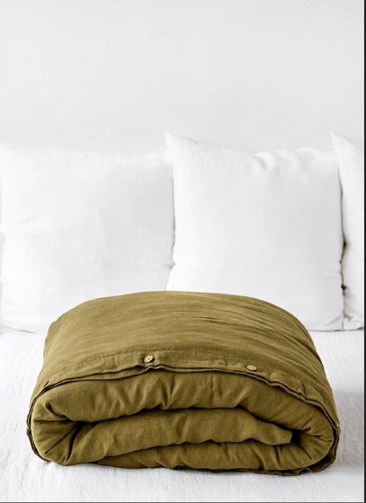 Pavish Export Cotton duvet cover with buttons in olive green Natural ...