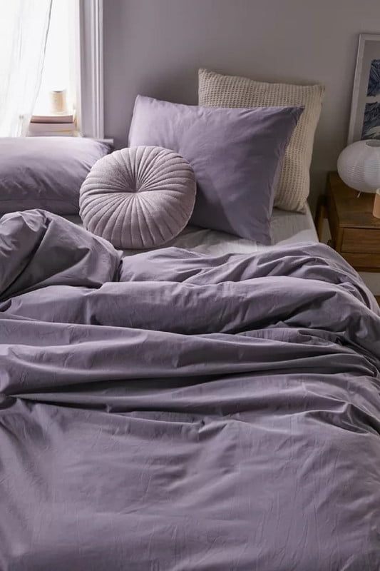 Pavish Export Lilac Color Washed Linen Duvet Cover With 2 Matching ...