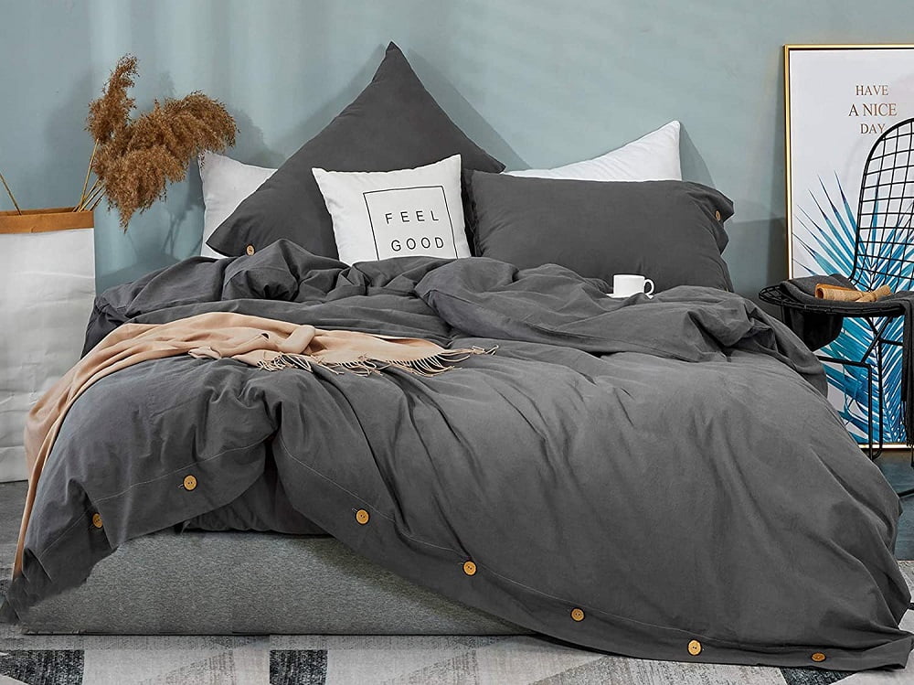 Pavish Export Linen Bedding set in Charcoal Gray Soft Linen Quilt Cover ...
