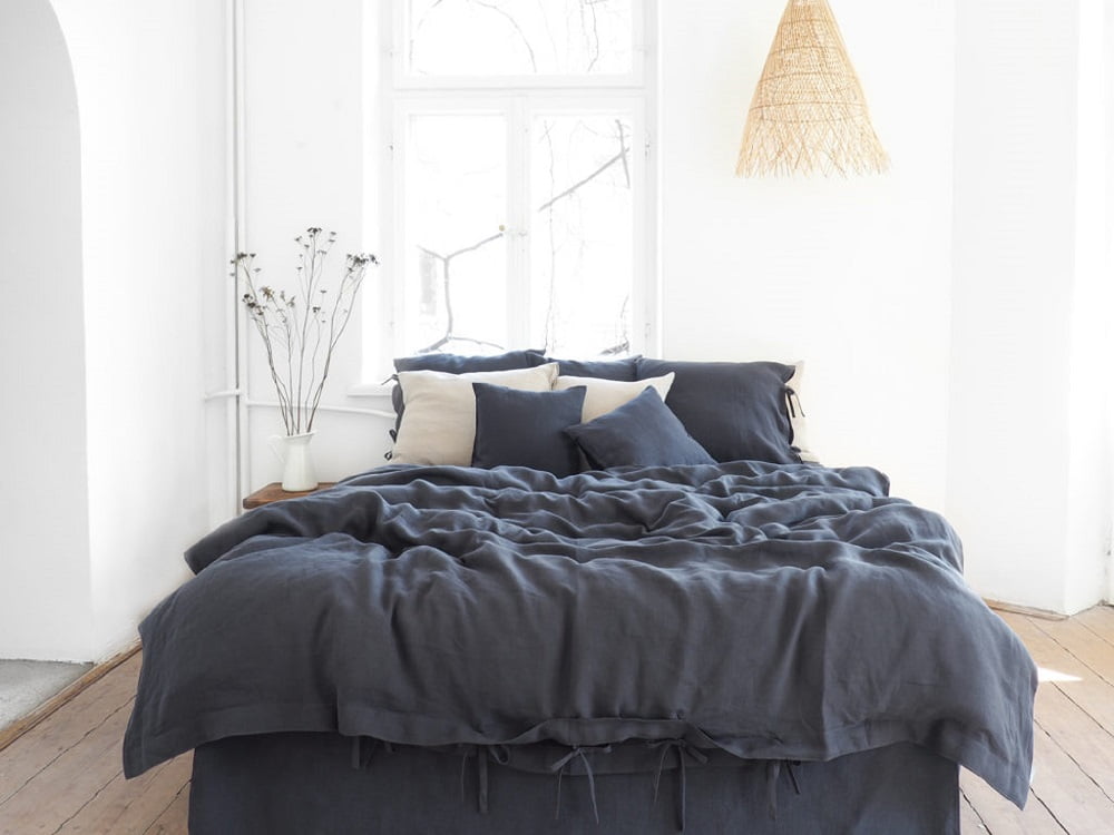 Pavish Export Linen Duvet Cover In Dark Grey Softened Comforter Bedding ...