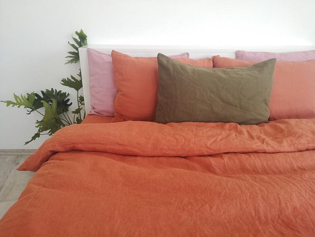 Pavish Export Linen Duvet Cover Set In Rust Soft Bedding Quilt Cover ...