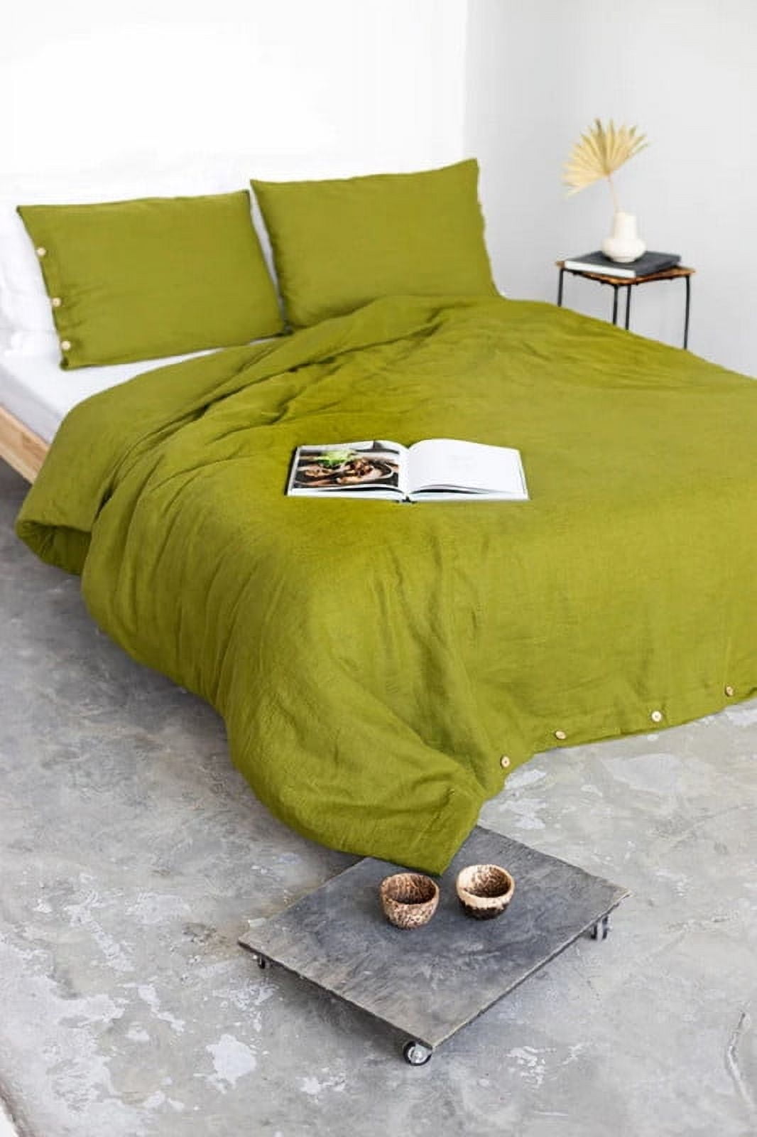 Pavish Export Moss Green Linen Duvet Cover Soft Boho Bedding Quilt ...