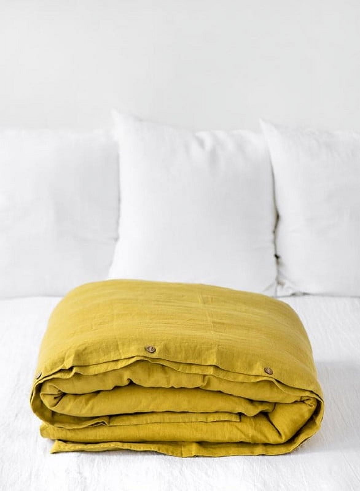 Pavish Export Mustard Yellow Linen Duvet Cover Stonewashed Natural ...