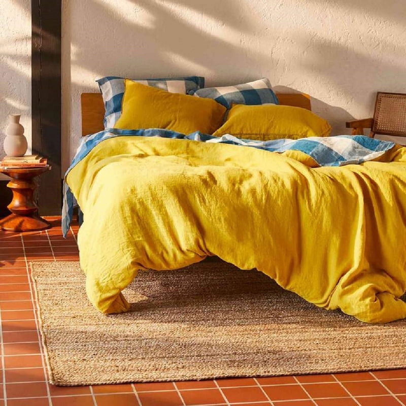 Pavish Export Mustard color Linen Duvet Cover Softened Linen Bedding ...