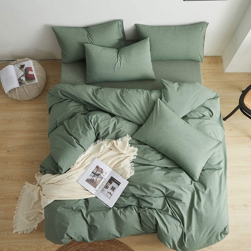 Pavish Export Sage Green Linen Duvet Cover Washed Stonewashed Bedding Donna Quilt Cover Set With ...