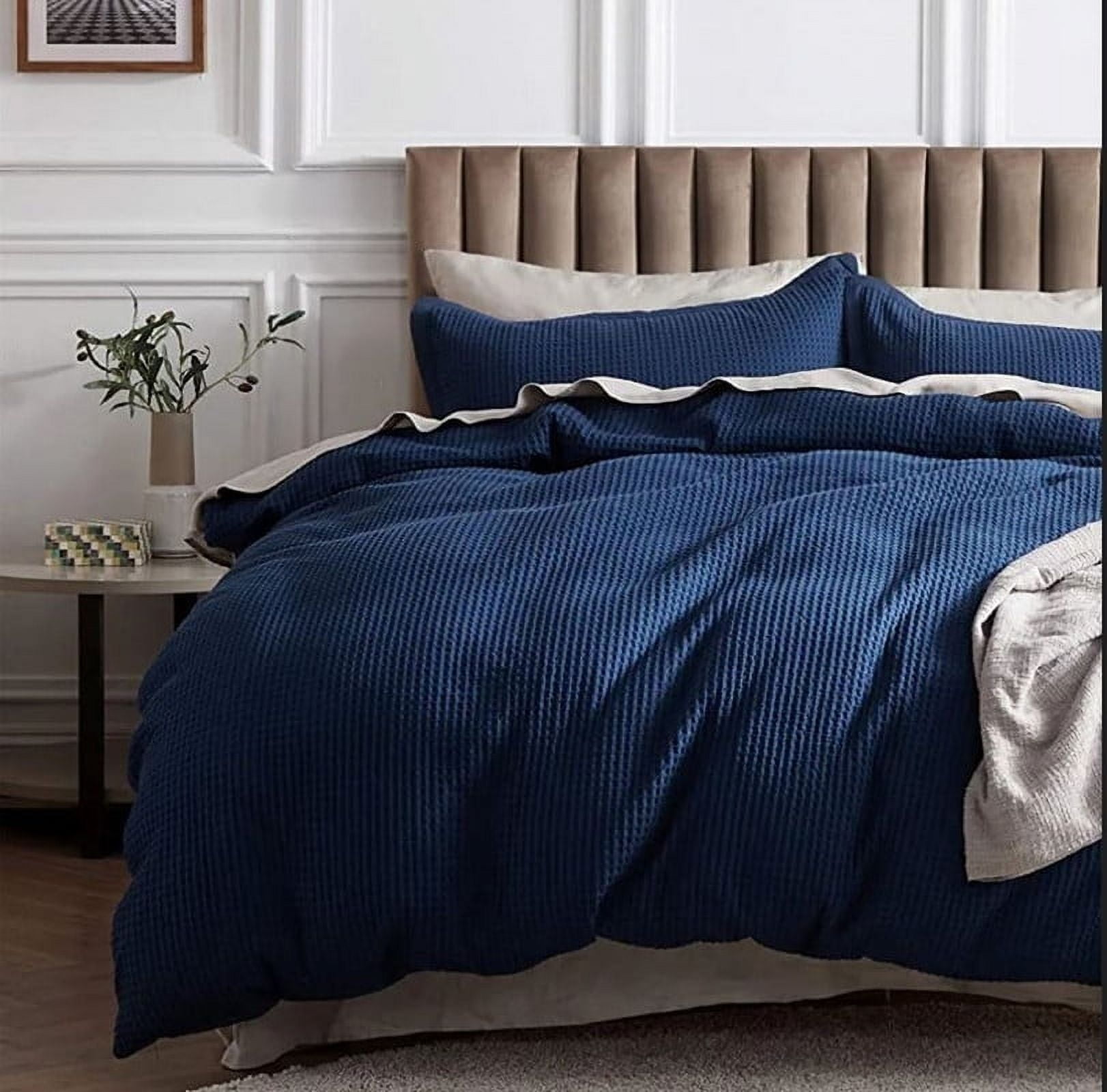 Pavish Export Waffle Cotton Duvet Cover In Navy Blue 100% Cotton Waffle ...
