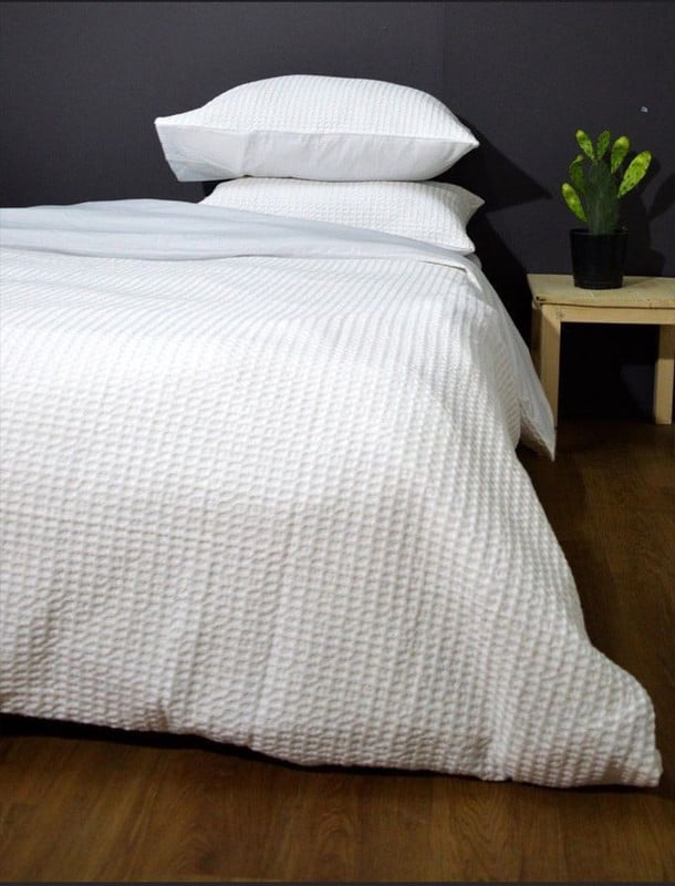 Pavish Export Waffle Duvet Cover In White 3 Piece Washed Waffle Cotton ...