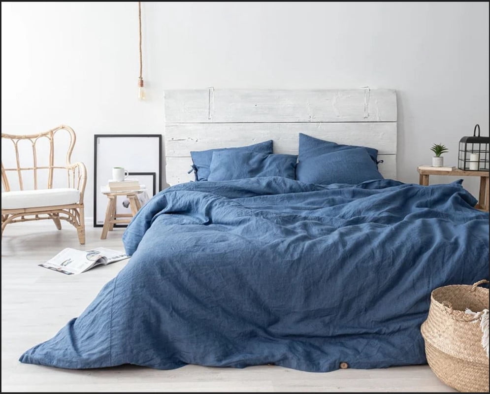 Pavish Export Washed Cotton Duvet Cover Sea Blue Cal.King Full Ultra ...