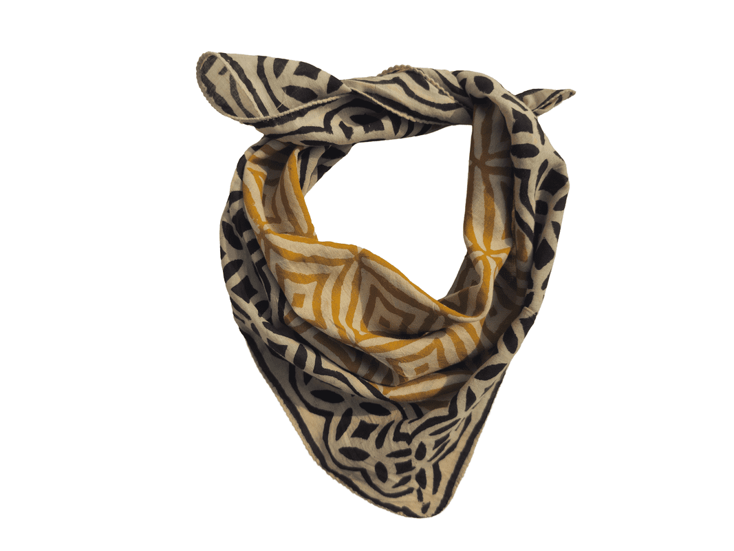 Pavish Export Yellow And Black Print Bandana Square Scarf Gift ...