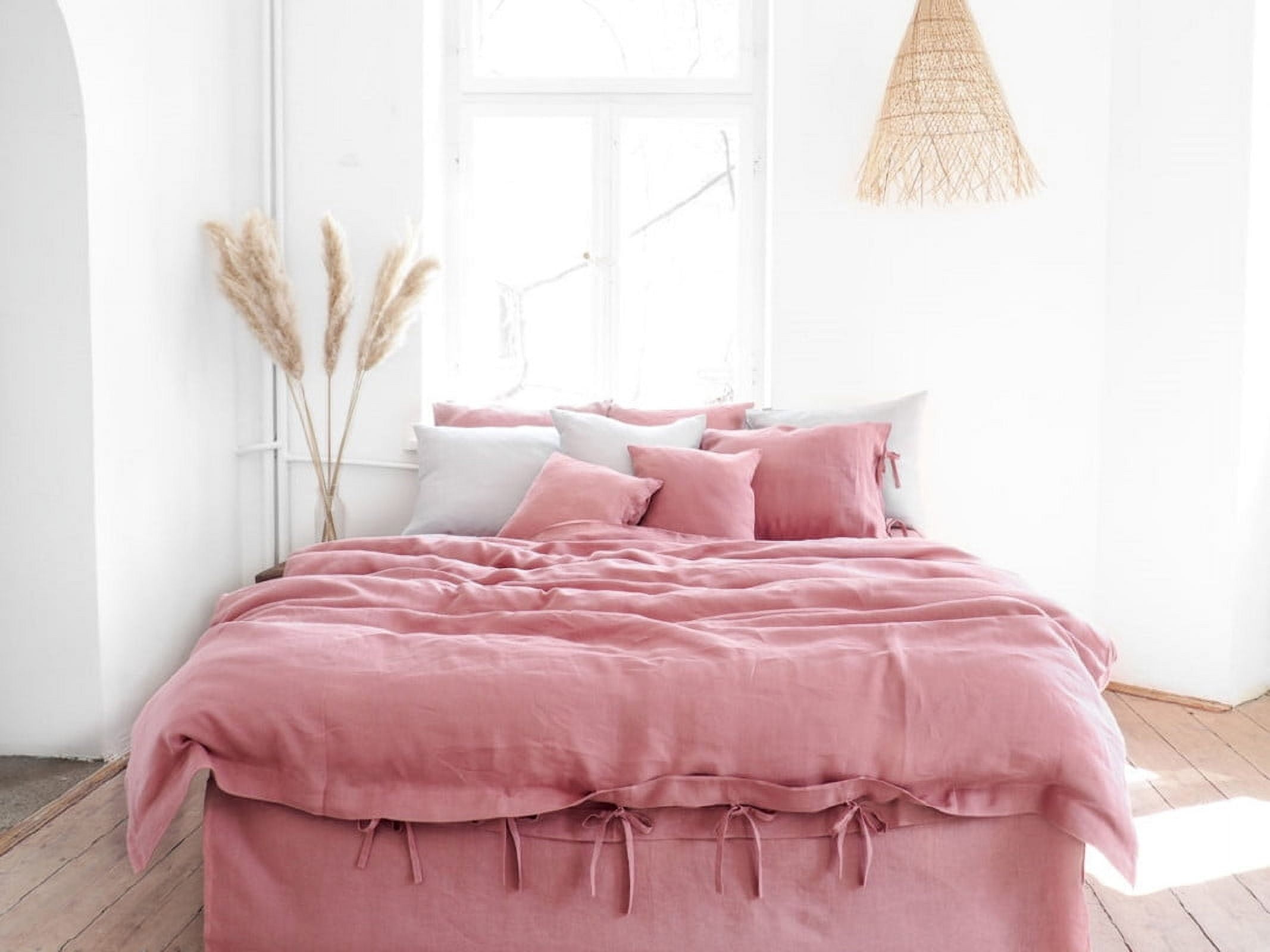 PavishExport Stonewashed Linen Duvet Cover In Dusty Pink Natural Color ...