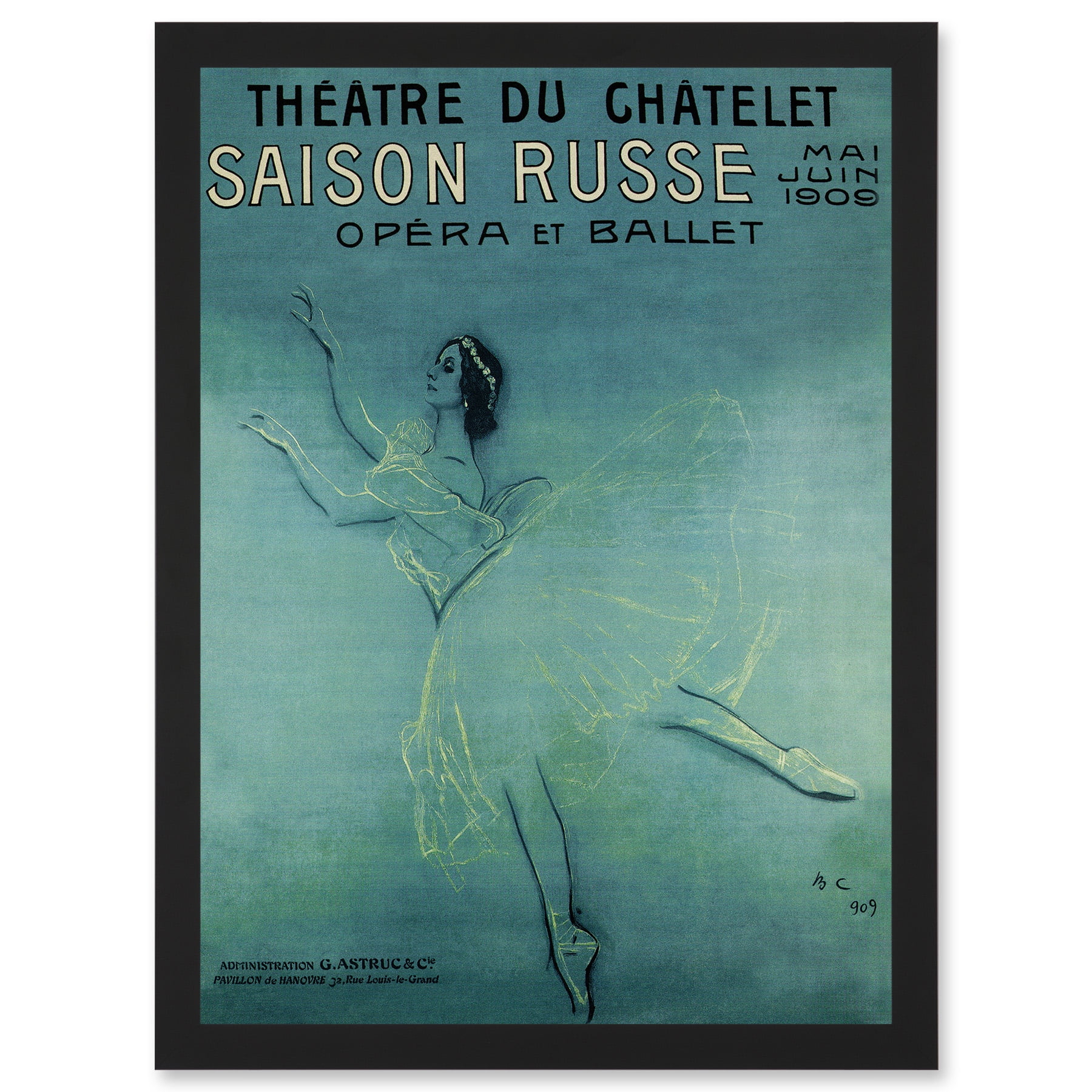 Pavlova Ballet Russian Paris France Vintage Blue Advert A4 Artwork ...