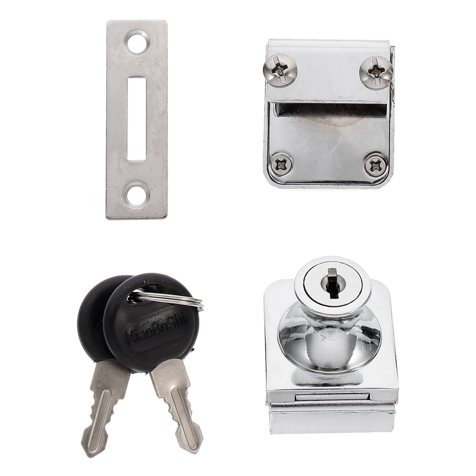 Homoyoyo 1Set Home Cabinet Lock Zinc Alloy Glass Door Lock Silver ...