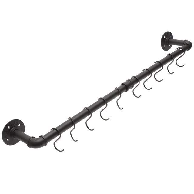 Pavo 1 Set Pot and Pan Wall Rail Hanging Kitchen Rack Industrial Pipe ...
