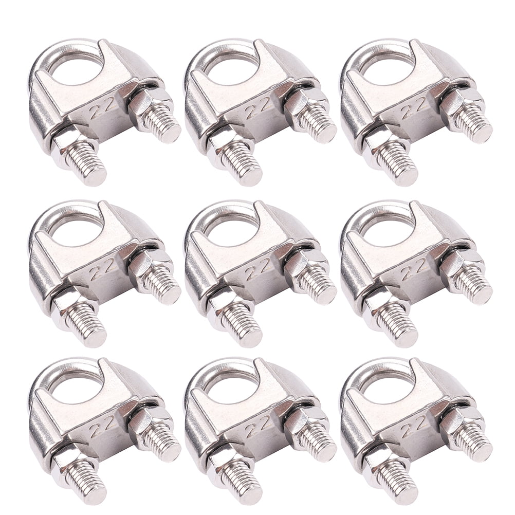 Pavo 10PCS Stainless Steel Cable Clip U-shaped Clip Wire Rope Tie Chuck ...
