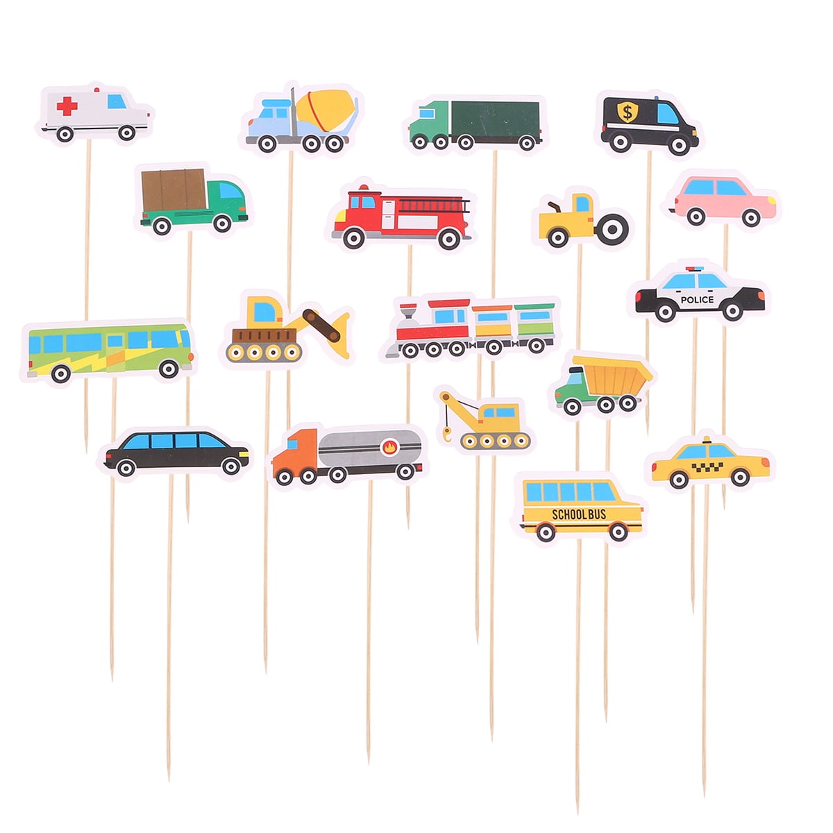 Pavo 18pcs Vehicle Theme Cupcake Toppers Cartoon Car Cupcake Decoration ...