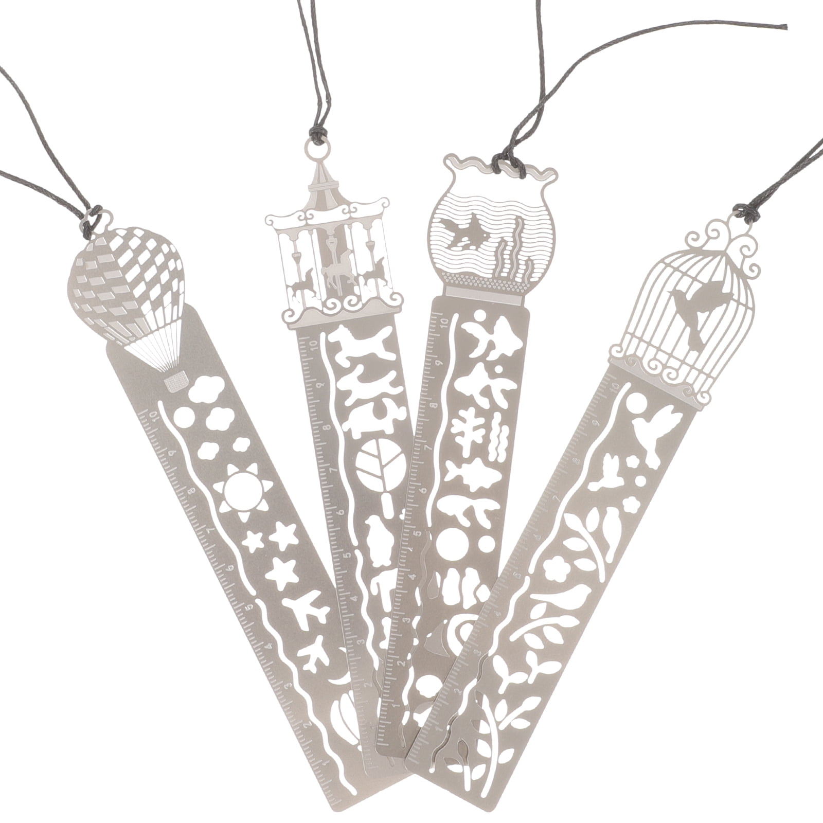 Pavo 8 pcs Hollow Drawing Bookmark Ruler Stencils Metal Drawing ...