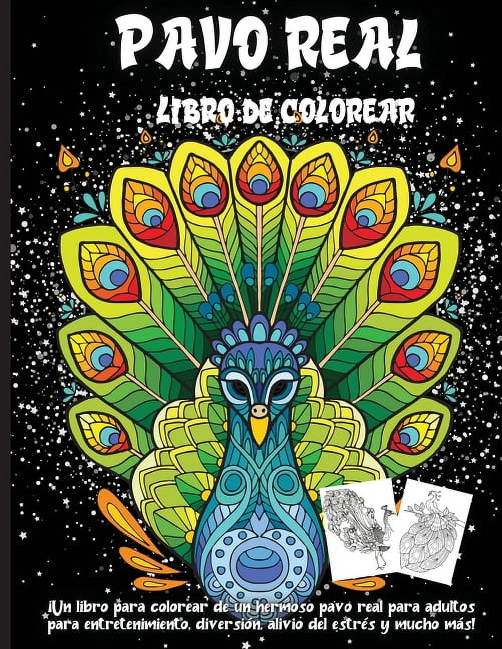 Pavo Real Libro De Colorear : Grandes diseños para adultos y ...