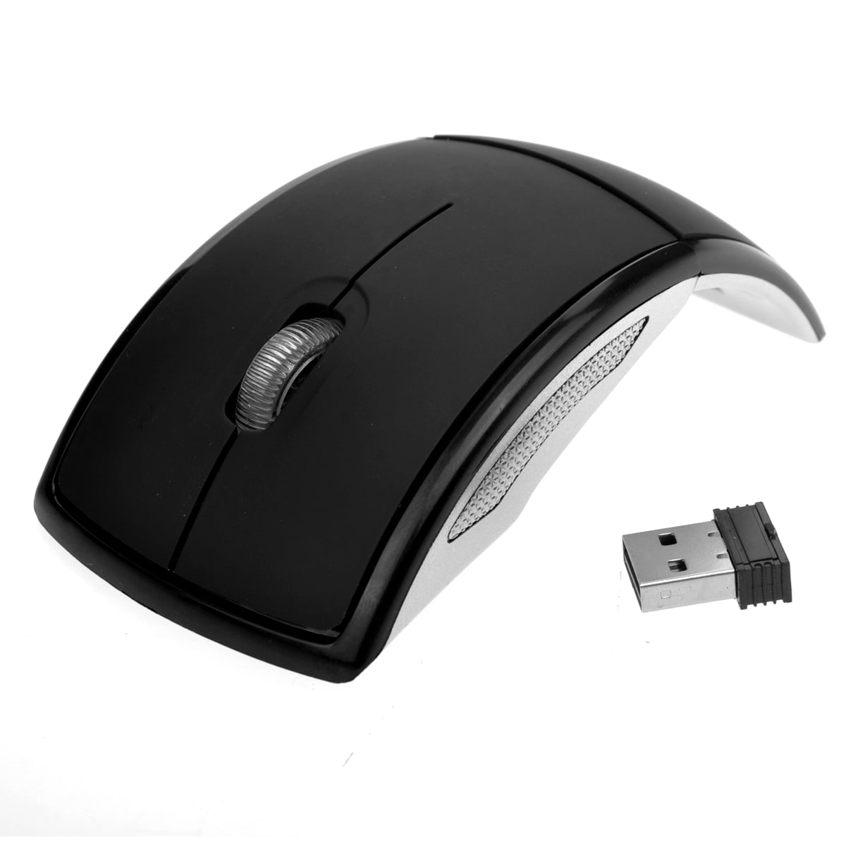 Pavo Ultra-thin 2.4GHz Wireless Folding Foldable Arc Optical Mouse with USB Receiver for PC ...