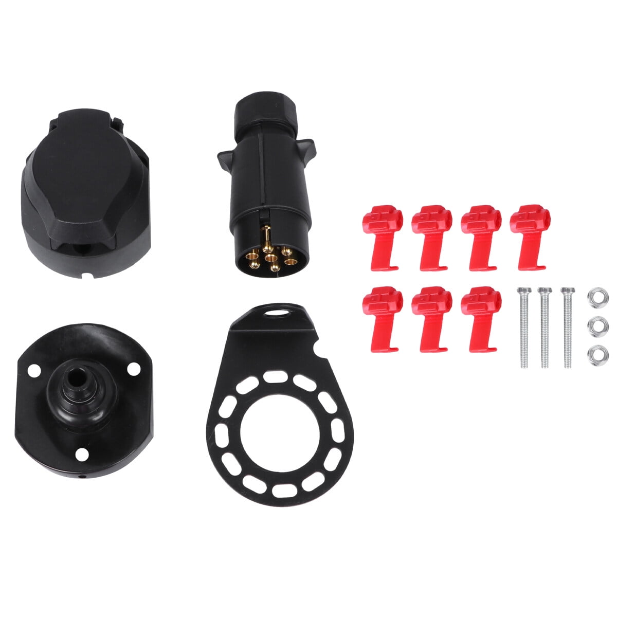 Pavodes Round Hole Trailer Plug 7-Way Boat Truck Trailer Connector Plug ...