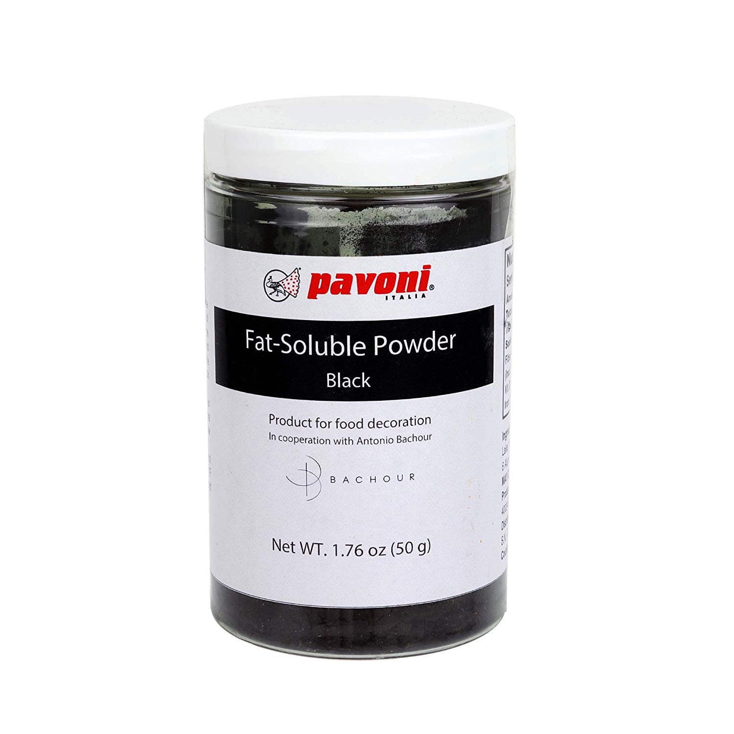 Pavoni Antonio Bachour Fat Soluble Powder Food Color 50 Grams Black ...