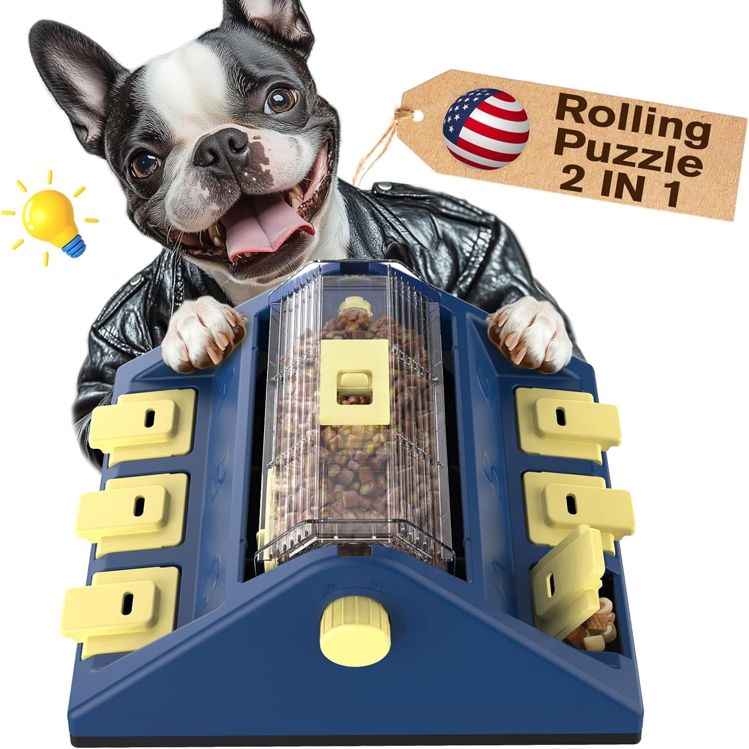 Paw-Activated Rolling Puzzle Game Toy Level 2 in 1 Puppy Treat Toys ...