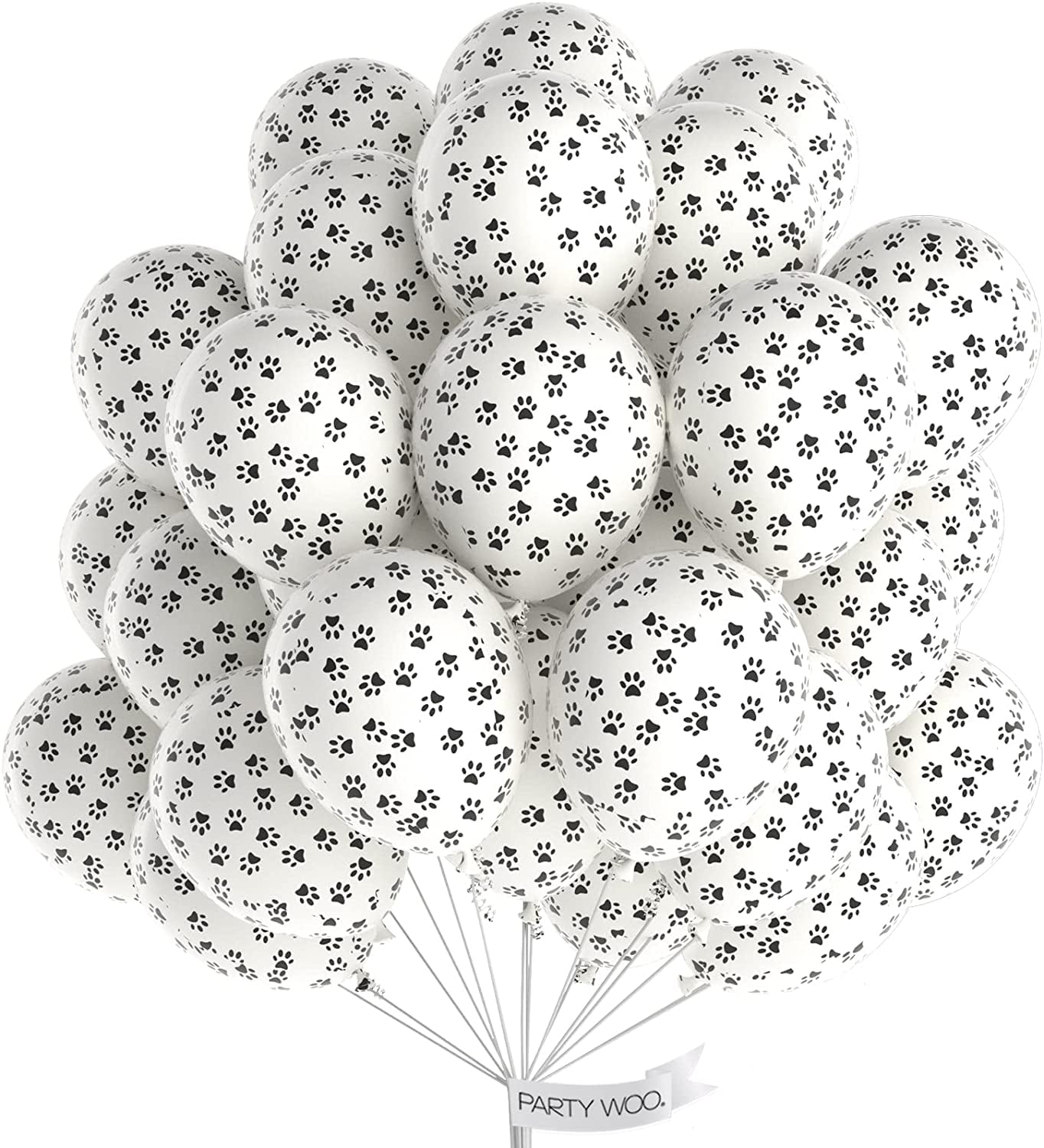 Paw Balloons 50 pcs 12 Inch Matte White Dog Paw Print Latex Helium ...