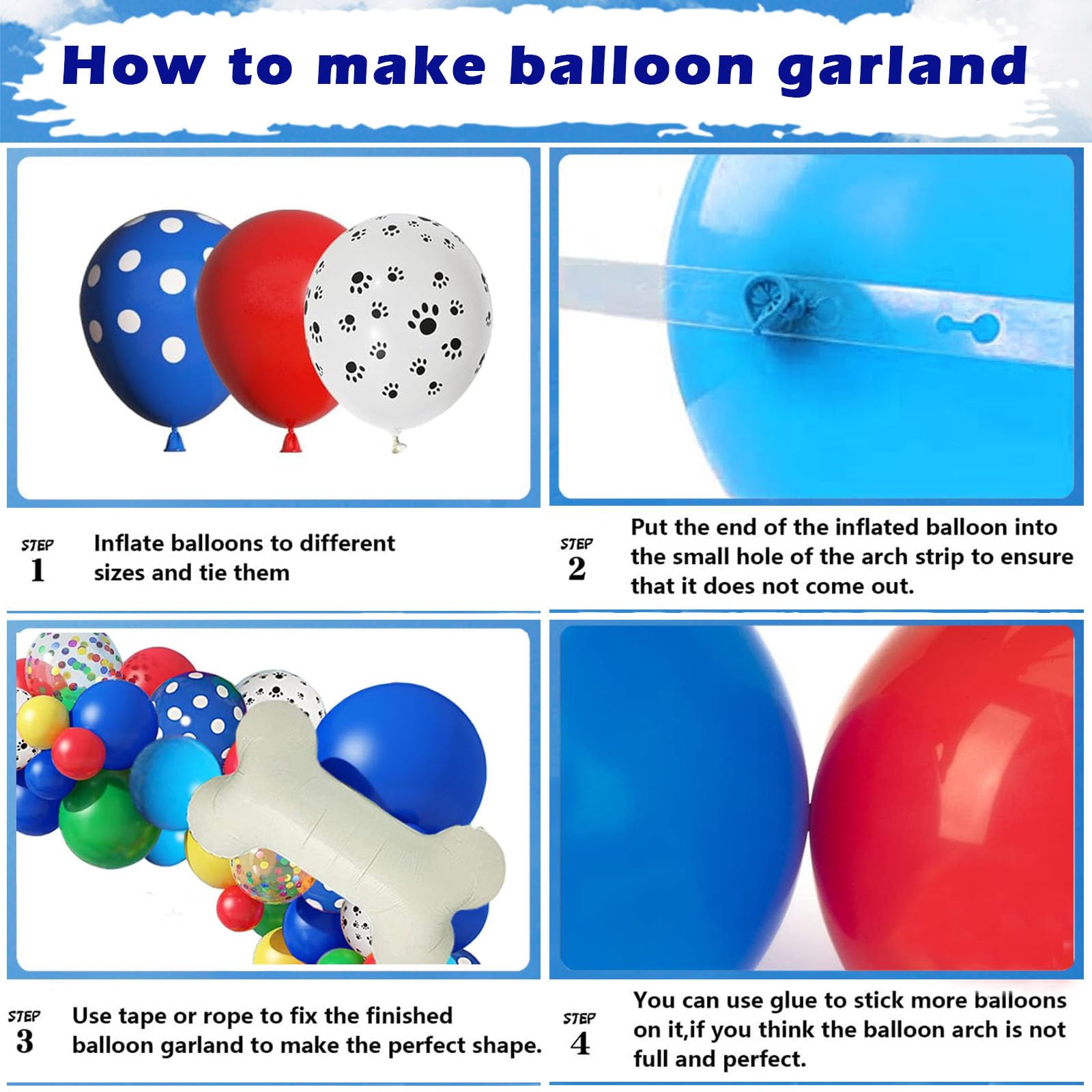 Paw Balloons Garland AJH3 Arch Kit, Red Yellow Blue Green Paw Balloon and Dog Bone Paw Print ...