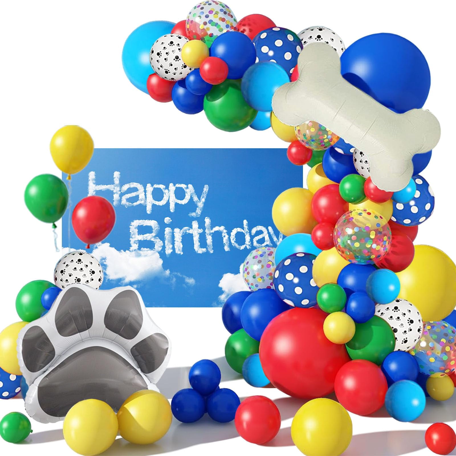 Paw Balloons Garland Arch Kit, Red Yellow Blue Green Paw Balloon and ...