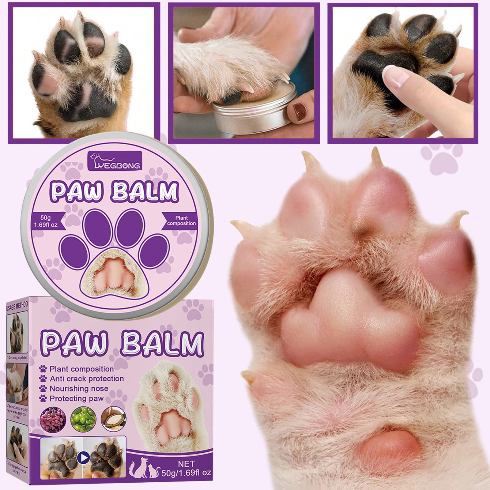 Paw Balm Dogs Naturally Relieves Dry Cracked, Pet Balm Paste Protector ...