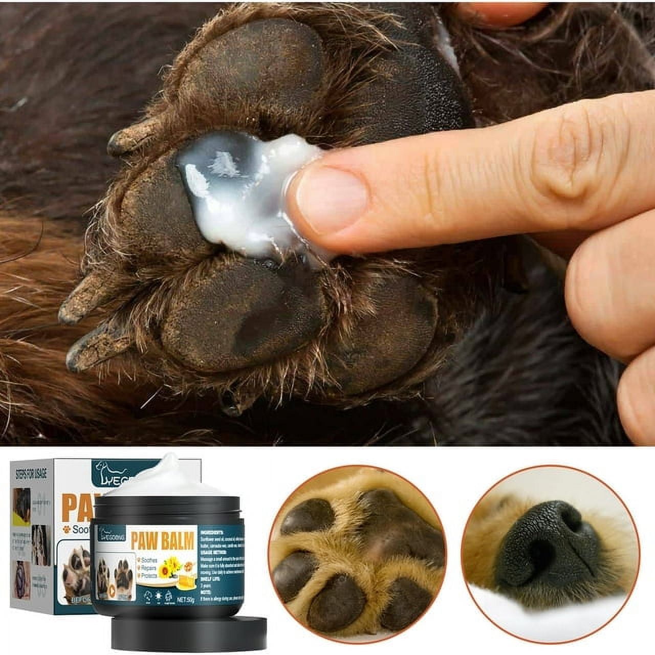 Paw Balm Dogs, Relief for Dry Nose, Paws, & Cracking Skin, 100% Natural Ingredients Including ...