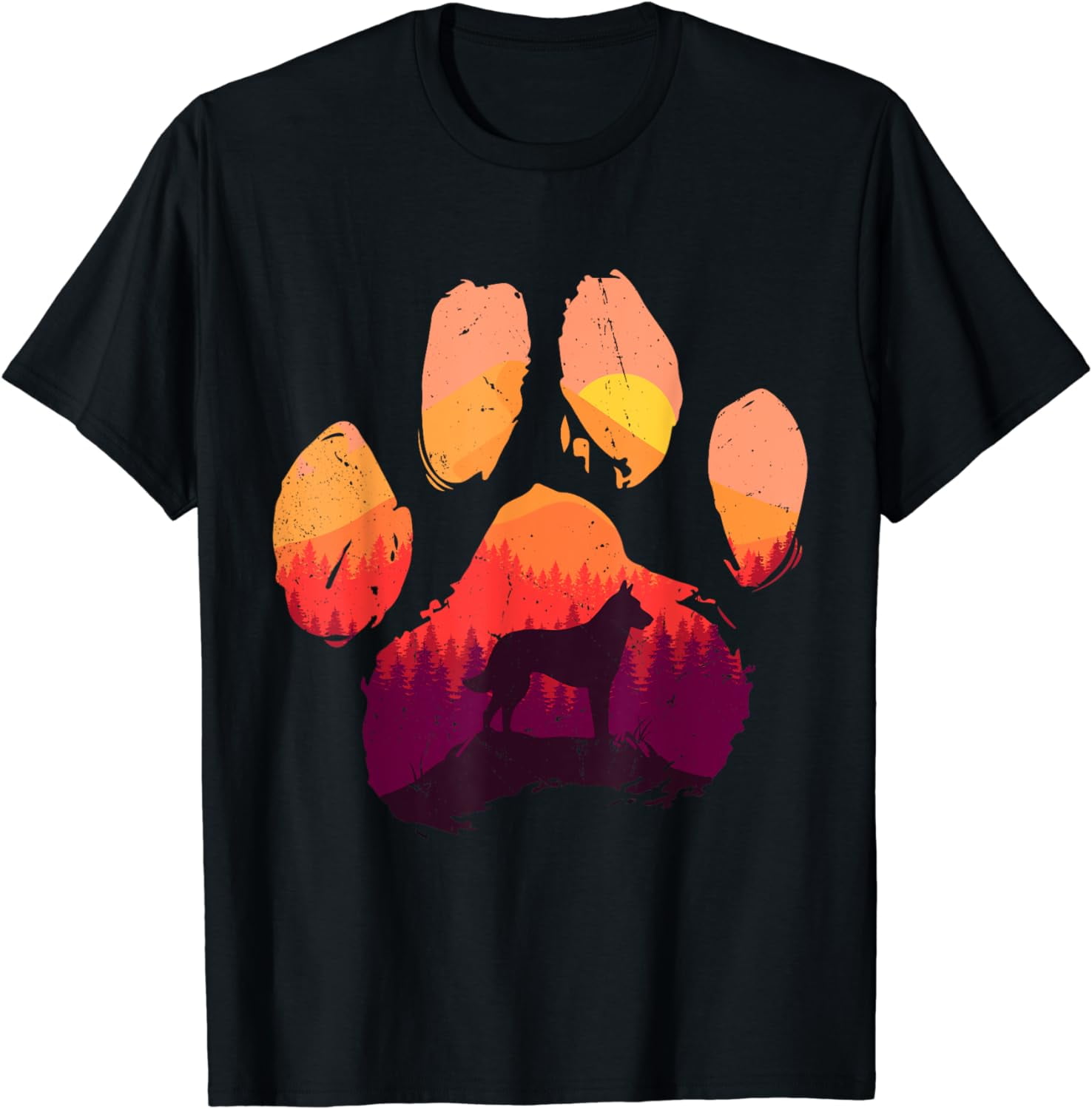 Paw Belgian Malinois Dog Mom Dad Mountains Sunset Dog Mom Da T-Shirt ...