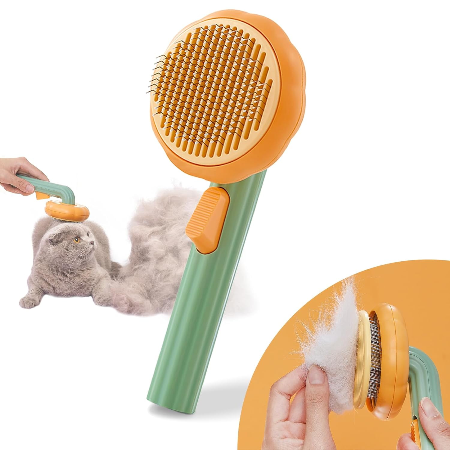 Paw Cat Brush with Release Button, Self Cleaning Cat Brush for Shedding ...