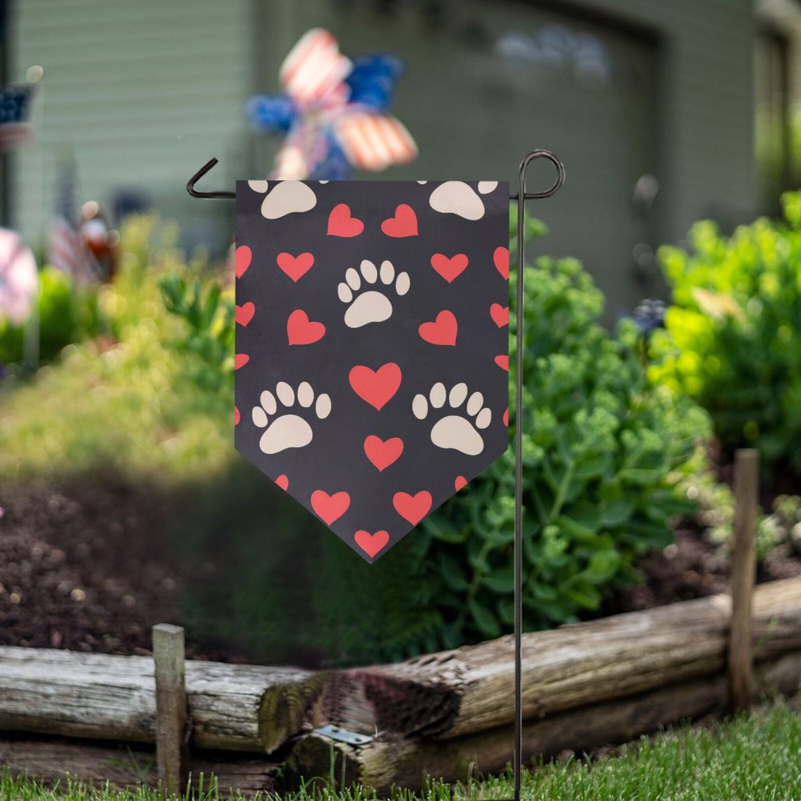 Paw Claws with Hearts Garden Flag 18" x 12.5" Double Sided Yard Lawn ...