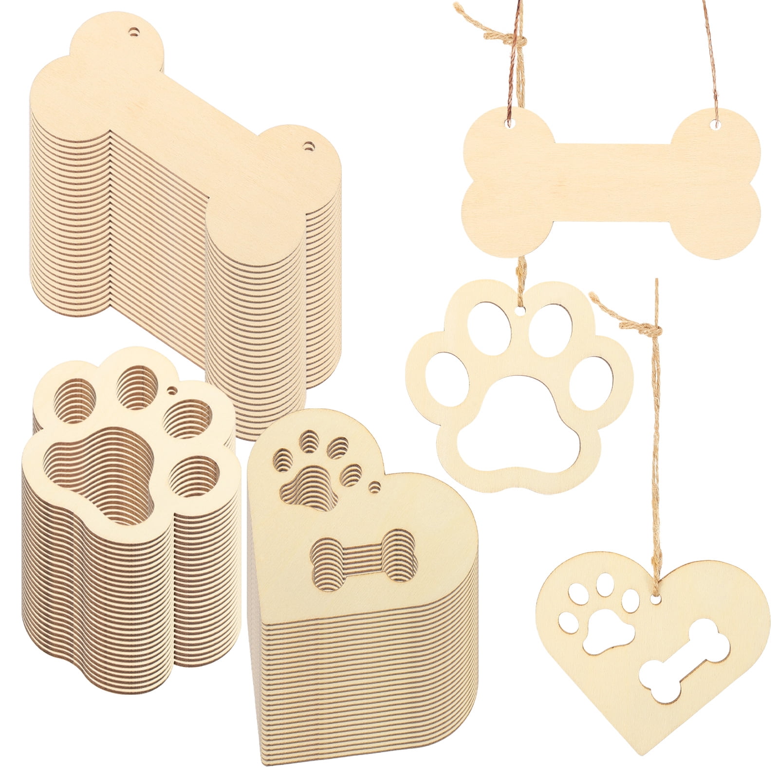 Paw DIY Creative Wood Chips Mother's Day Decorations Rope Child ...
