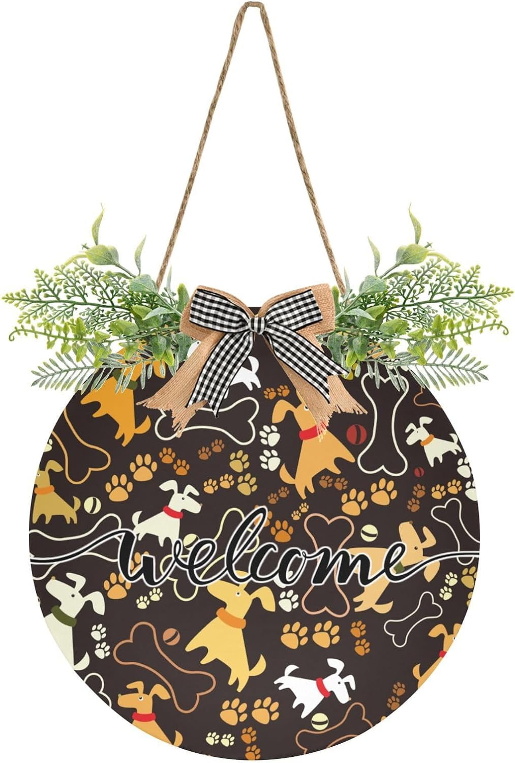 Paw Dog Bone Welcome Sign Farmhouse Front Porch Door Hanging Welcome ...