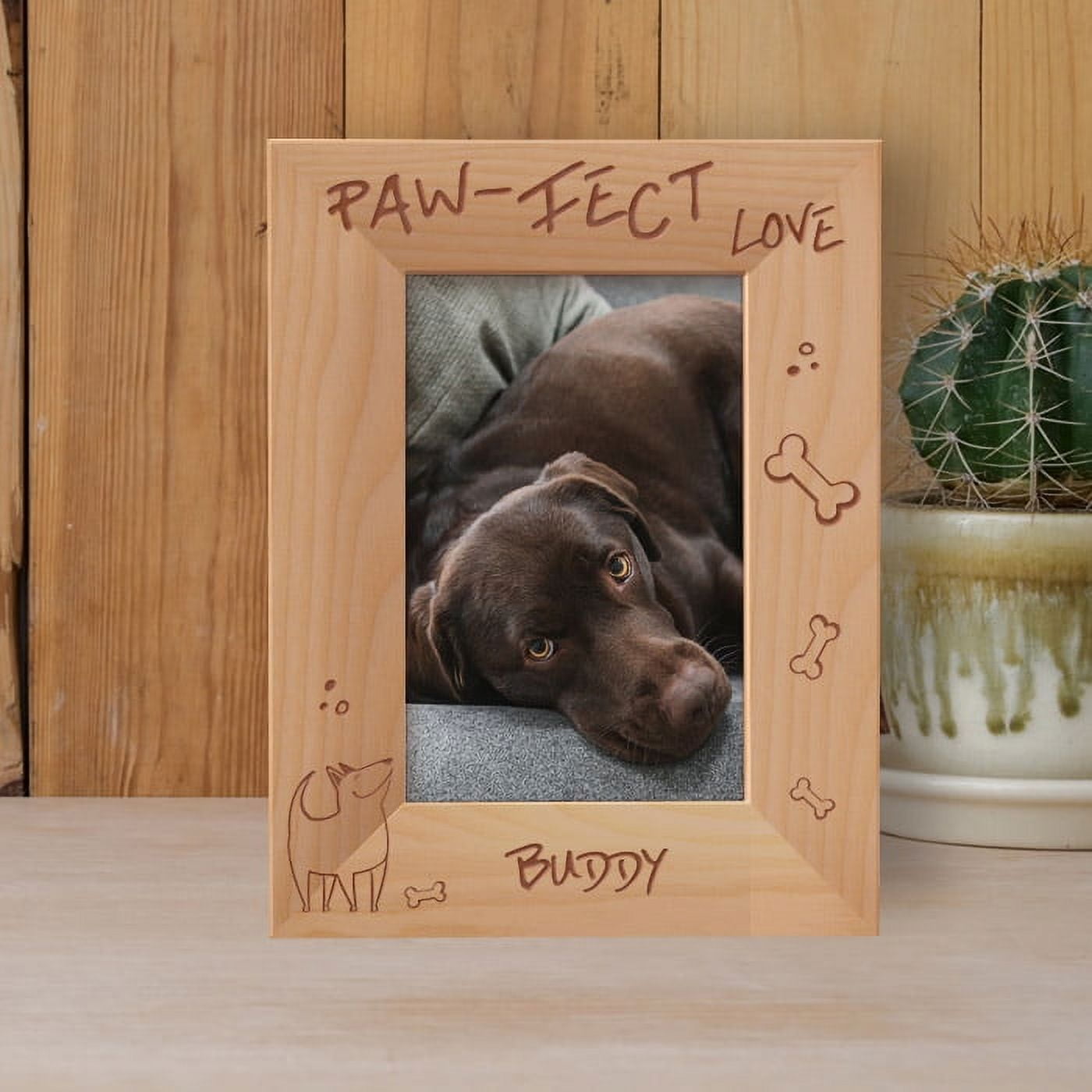 Paw-Fect Love Personalized Wooden Frame 4" x 6" Brown (Vertical ...