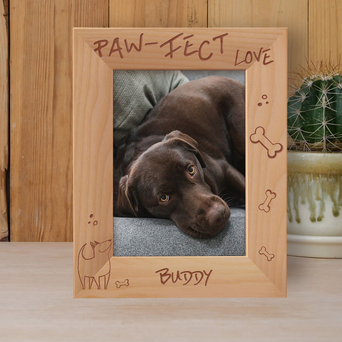 Paw-Fect Love Personalized Wooden Frame 5" x 7" Brown (Vertical ...