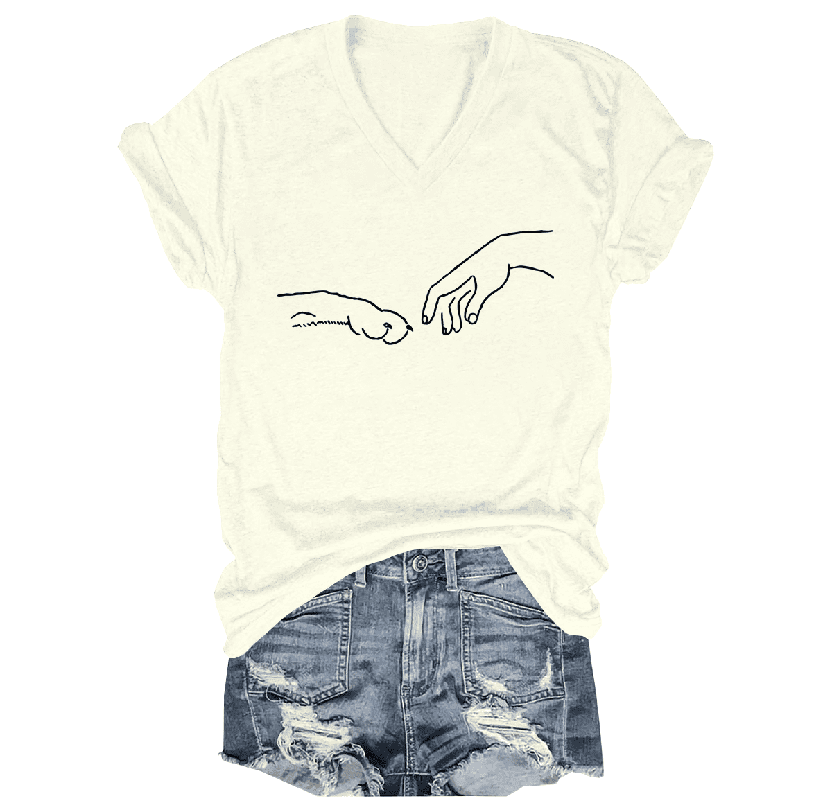 Paw And Hand V-Neck Shirt, Paw And Hand T-Shirt, Paw And Hand TShirt ...