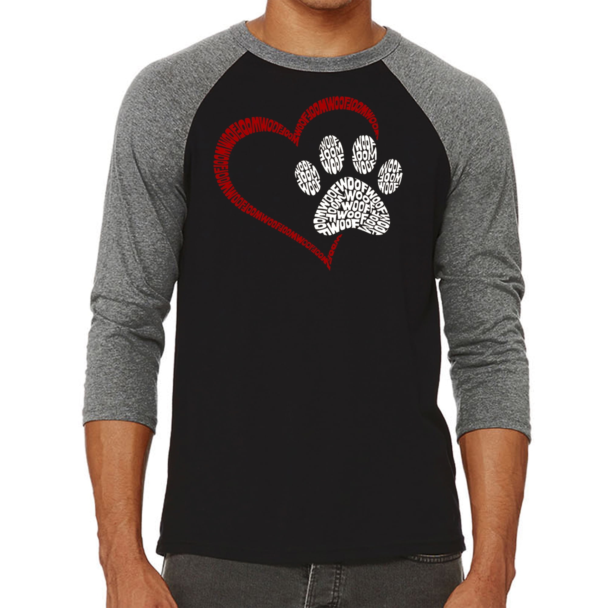 Paw Heart - Men's Raglan Baseball Word Art T-Shirt - Walmart.com