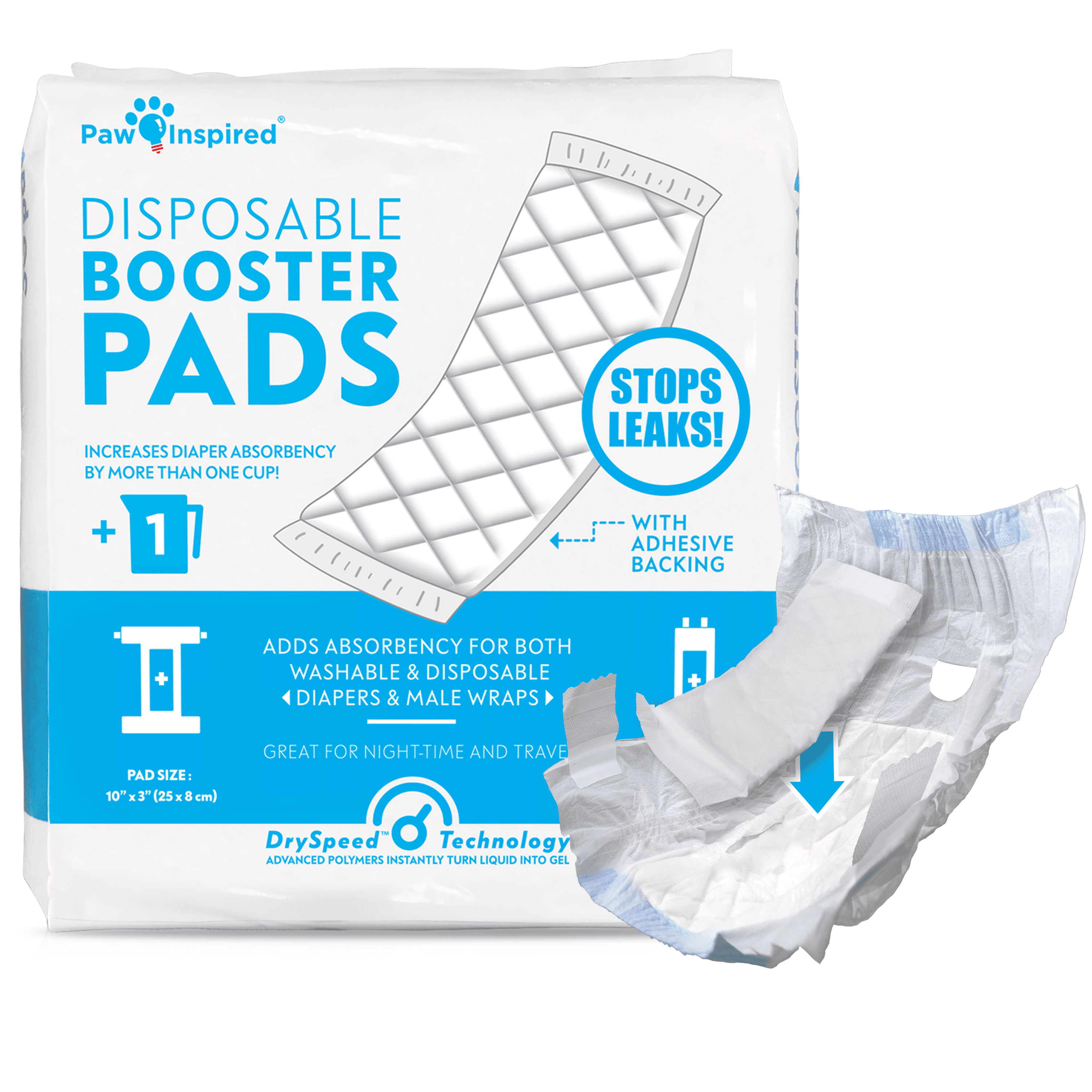 Paw Inspired 30ct Dog Diaper Pads Diaper Liners Booster Pads | Add ...