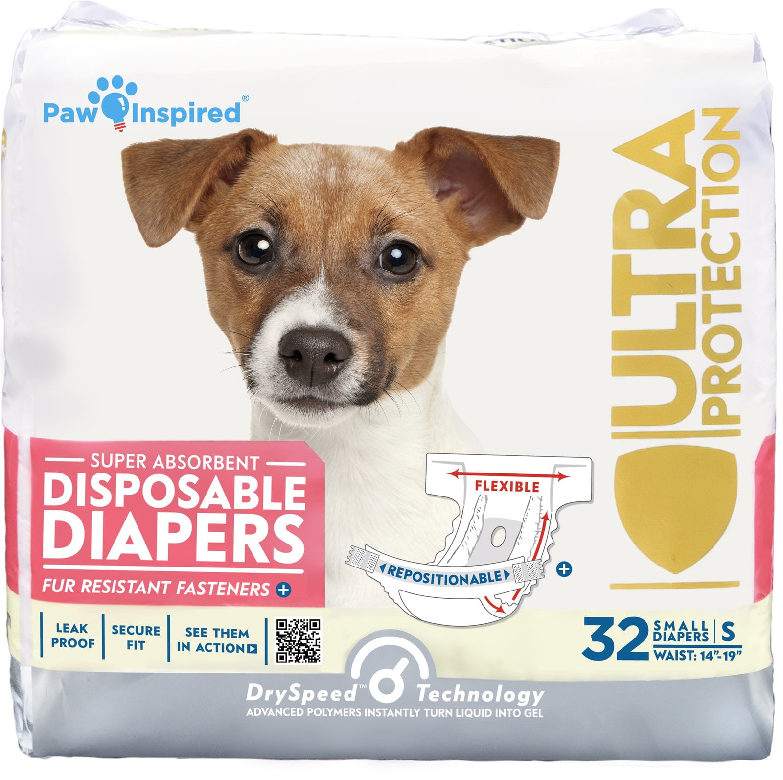Paw Inspired 32ct Disposable Dog HYZ01 Diapers | Female Dog Diapers ...